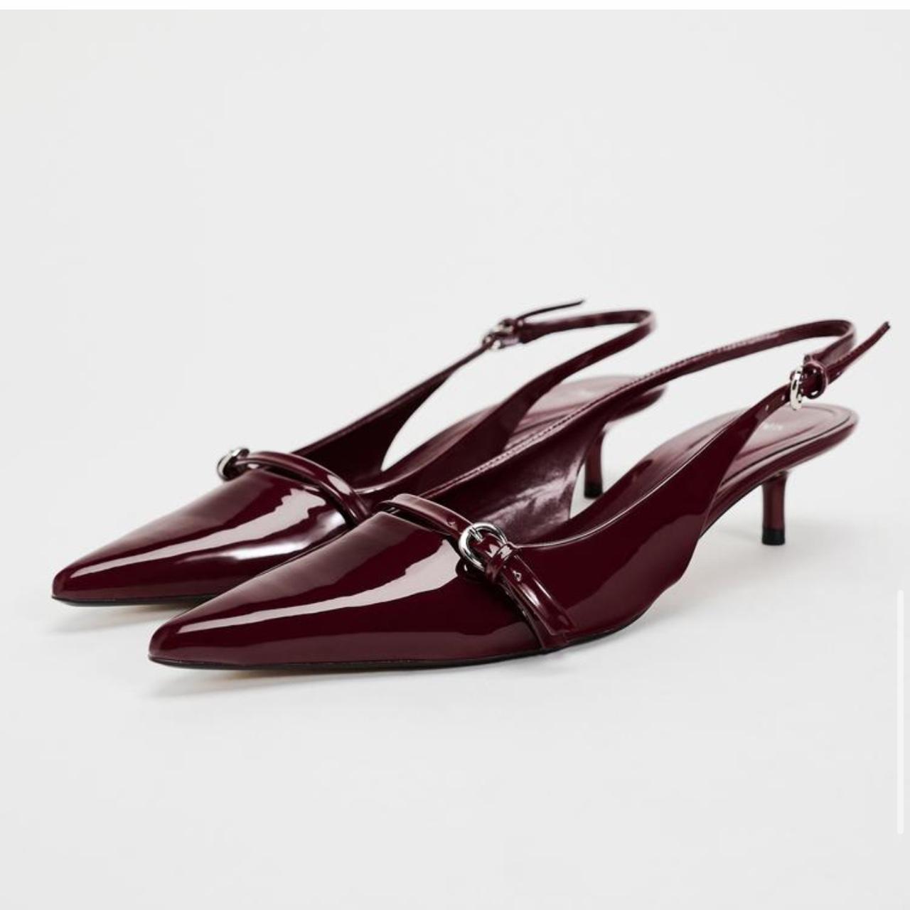 zara burgundy kitten heel - Depop