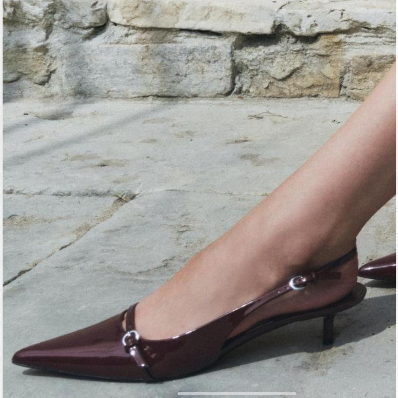 zara burgundy kitten heel - Depop