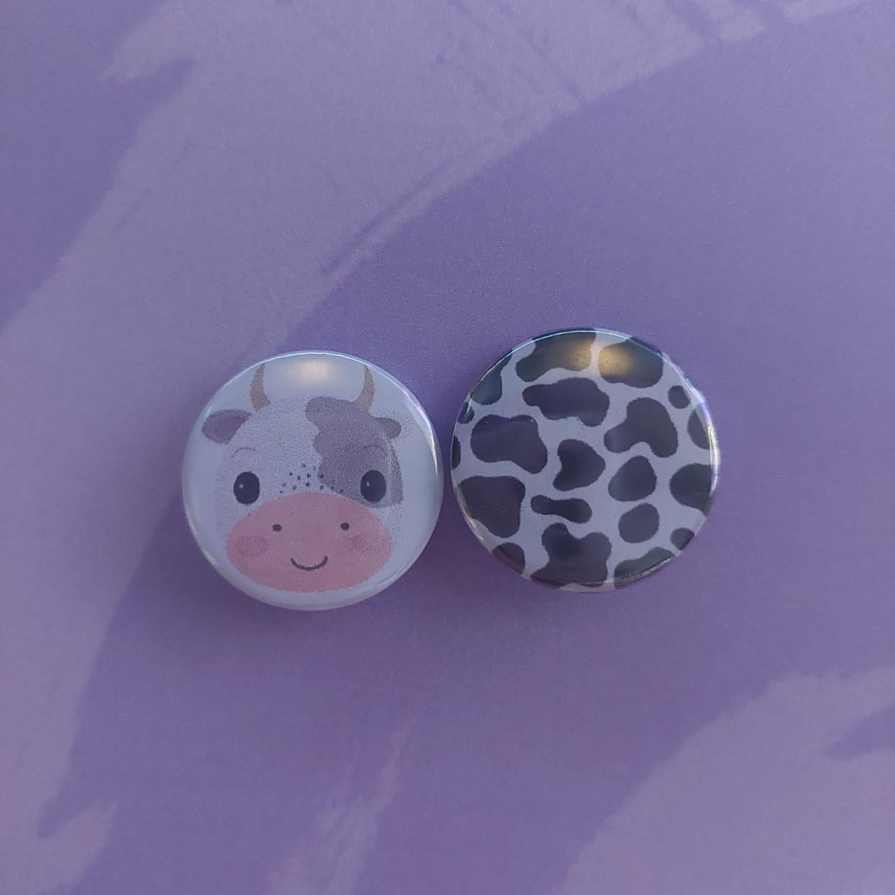 cow set of 2 button badges 25mm badge cow and cow... - Depop
