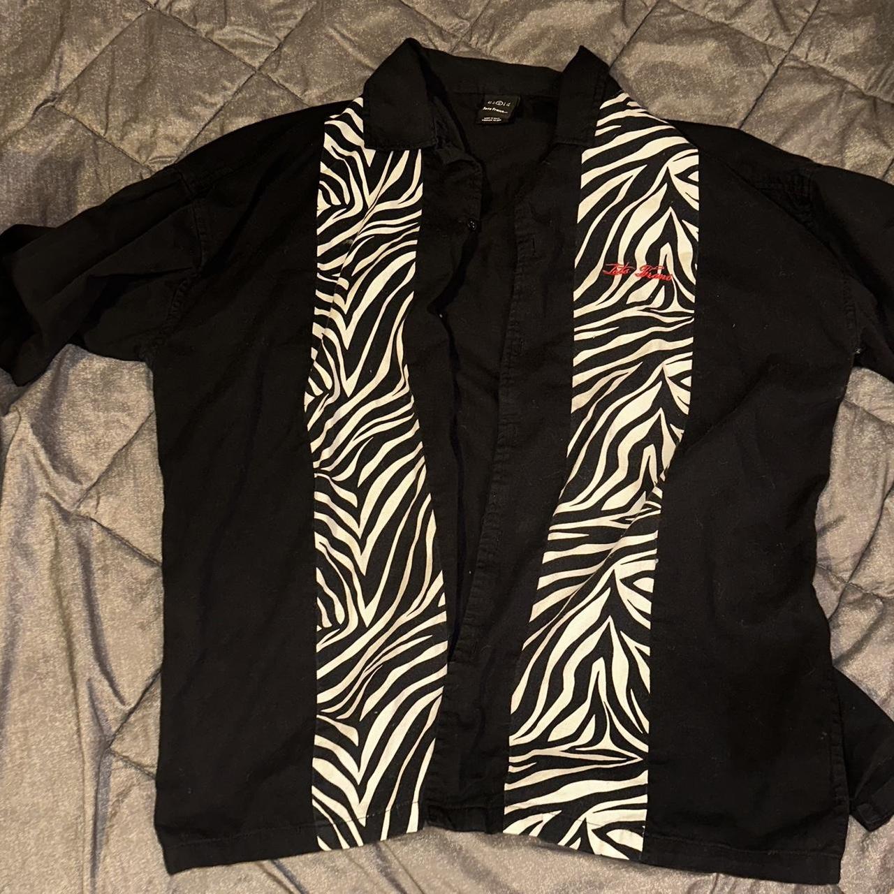 Medium Urban Outfitters Zebra Bowling shirt... - Depop