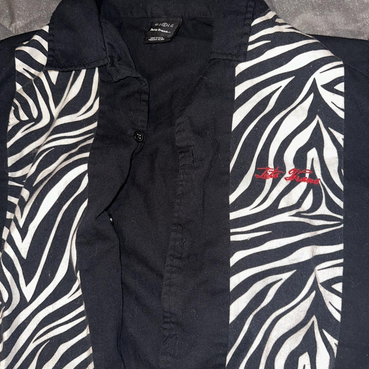 Medium Urban Outfitters Zebra Bowling shirt... - Depop