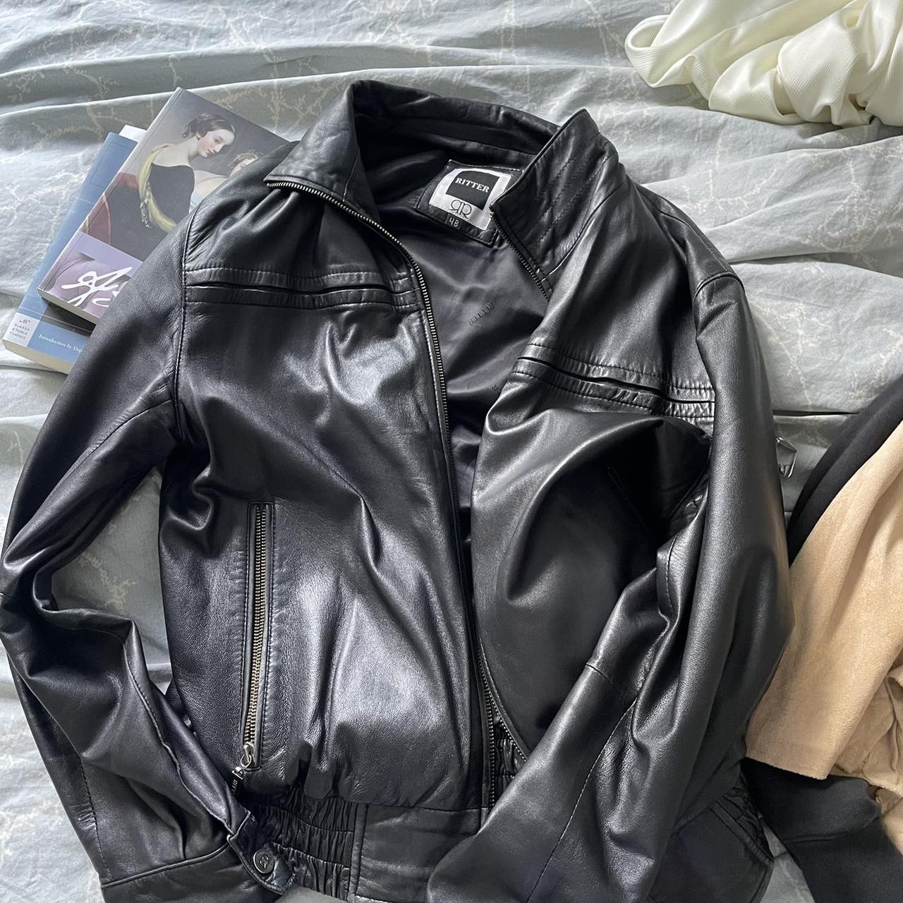 authentic vintage ritter leather jacket biker... - Depop