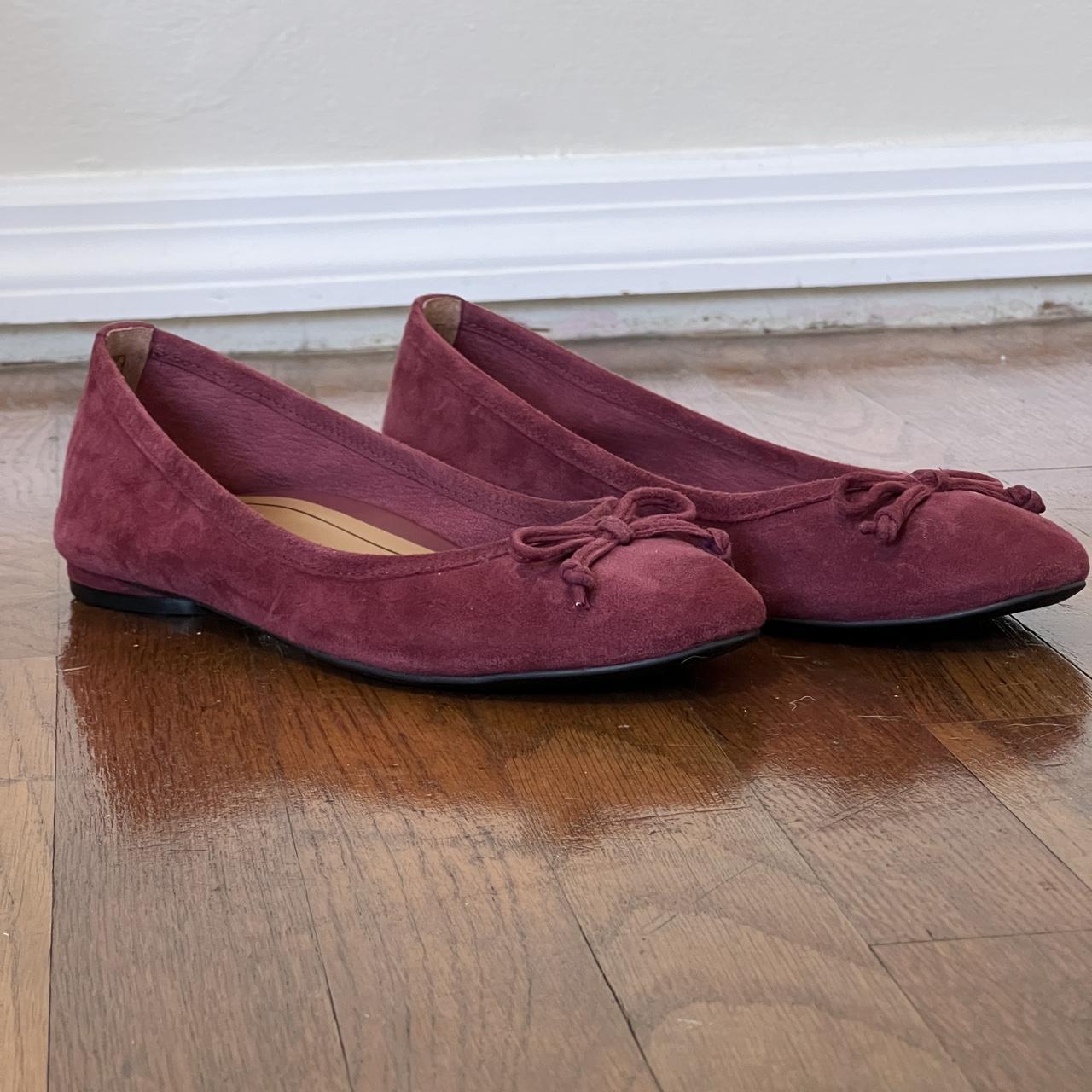 Maroon Suede Ballet Flats Features: round heel... - Depop