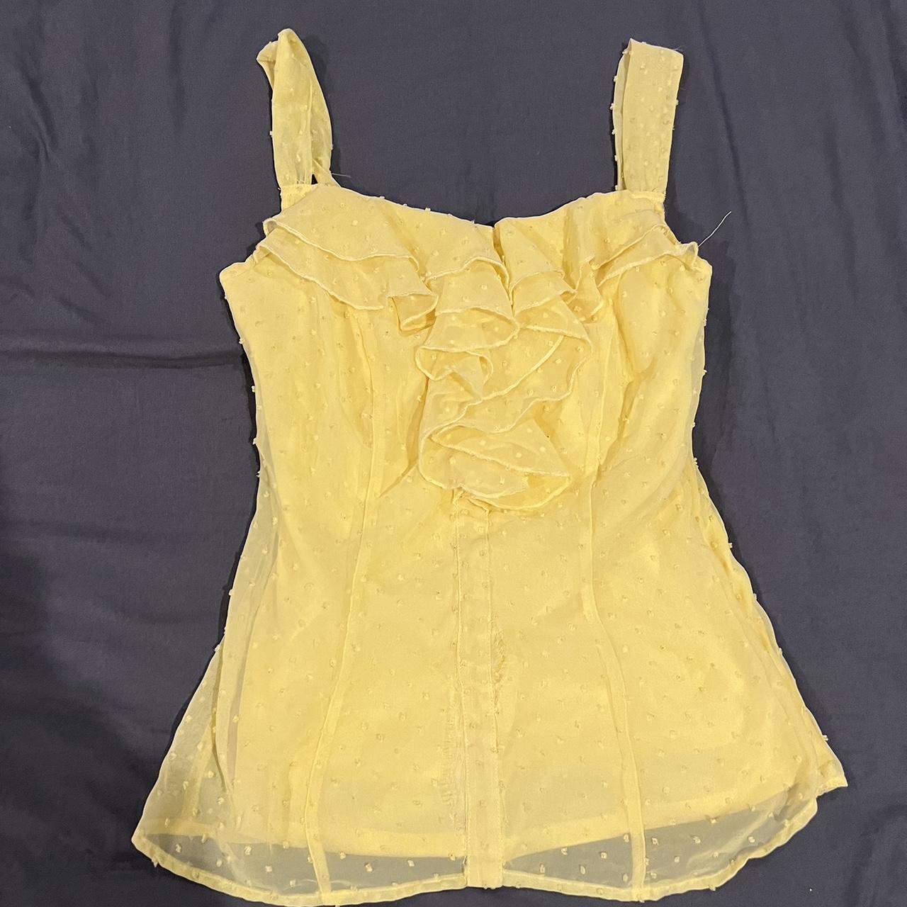 Gorgeous yellow frilly tank top with adjustable... - Depop