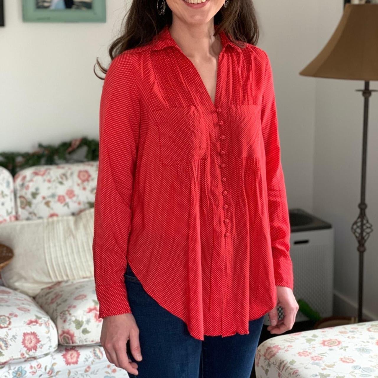 Anthro Maeve Red Tunic Blouse, Size XS This blouse... - Depop