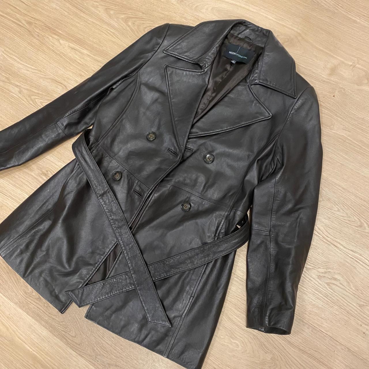 Moda International Brown Genuine Leather Jacket Size... - Depop