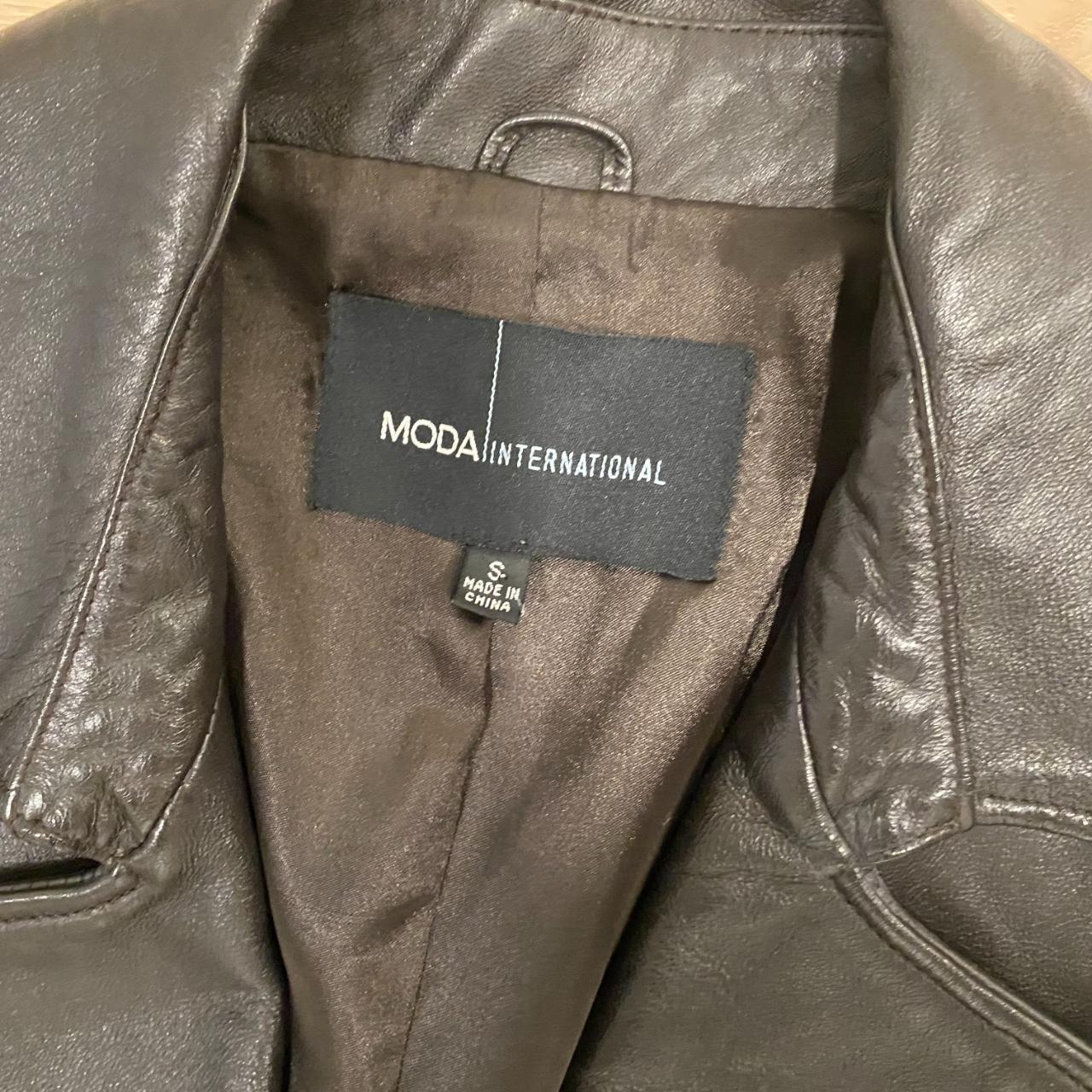Moda International Brown Genuine Leather Jacket Size... - Depop