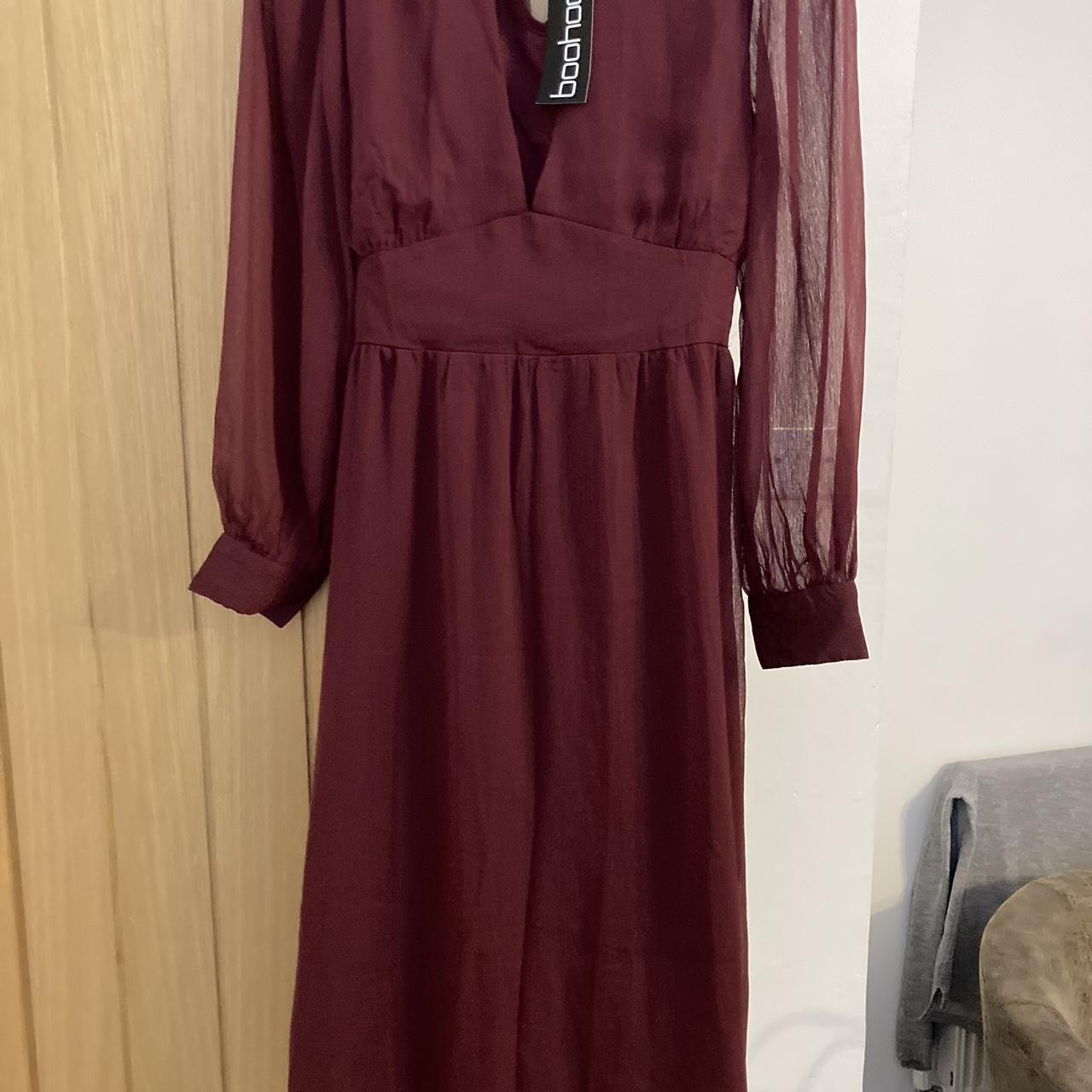 Boohoo Women's Burgundy Dress | Depop