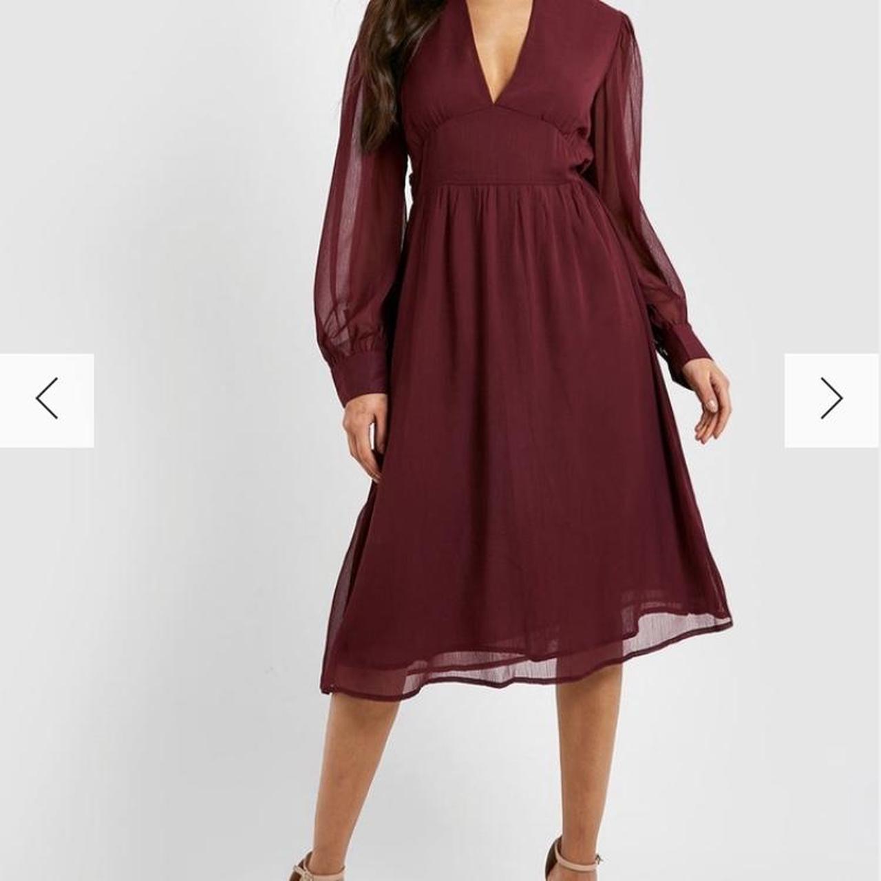 Boohoo Women's Burgundy Dress | Depop