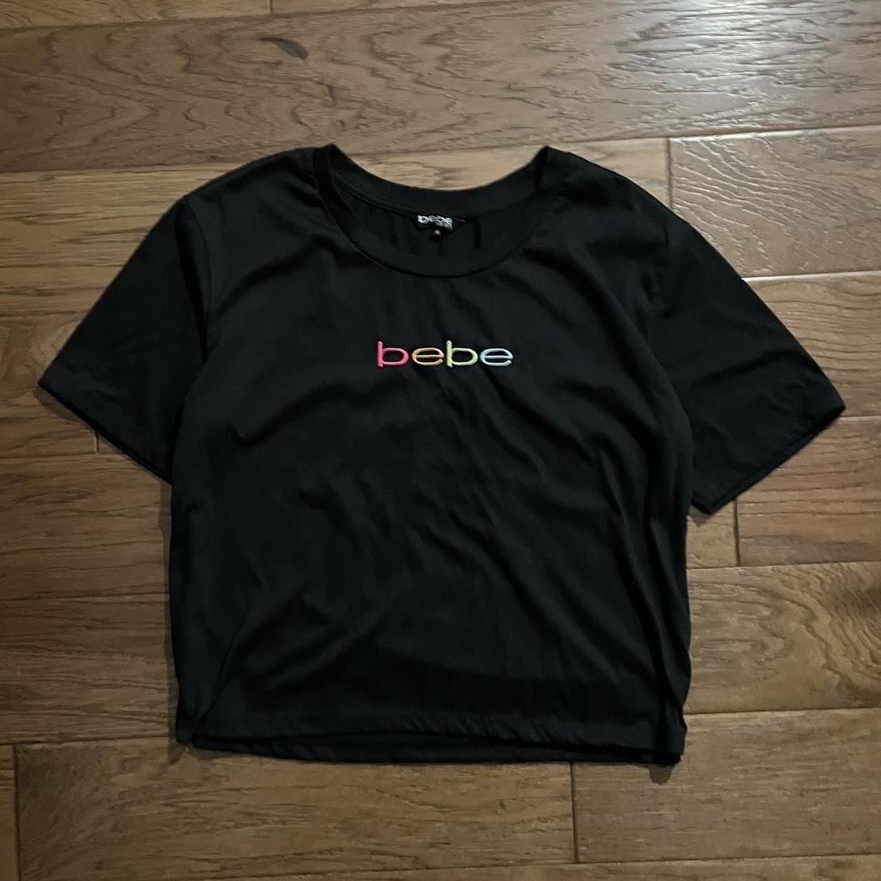 Y2K 2000s RAINBOW BEBE TEE #y2k #2000s #black... - Depop