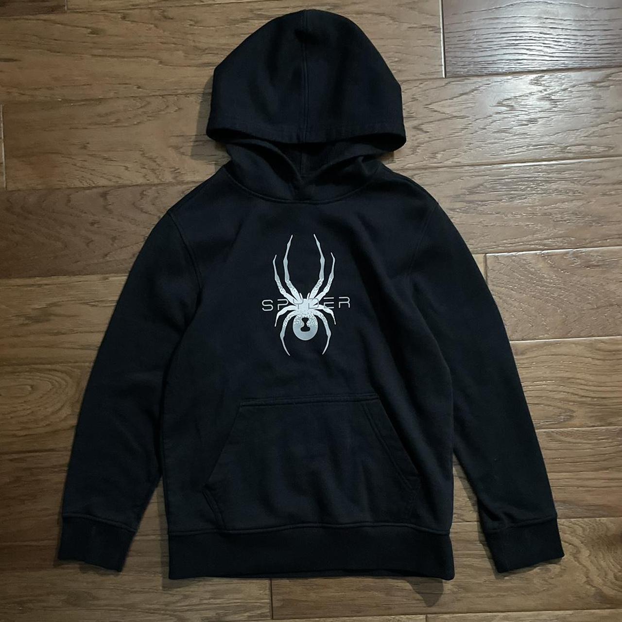 VINTAGE BLACK SPYDER HOODIE YOUTH M FITS XS PLEASE... - Depop