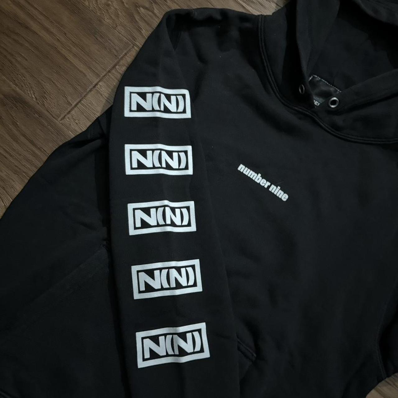 ARCHIVE JAPANESE NUMBER NINE LOGO SLEEVE PRINT BLACK... - Depop