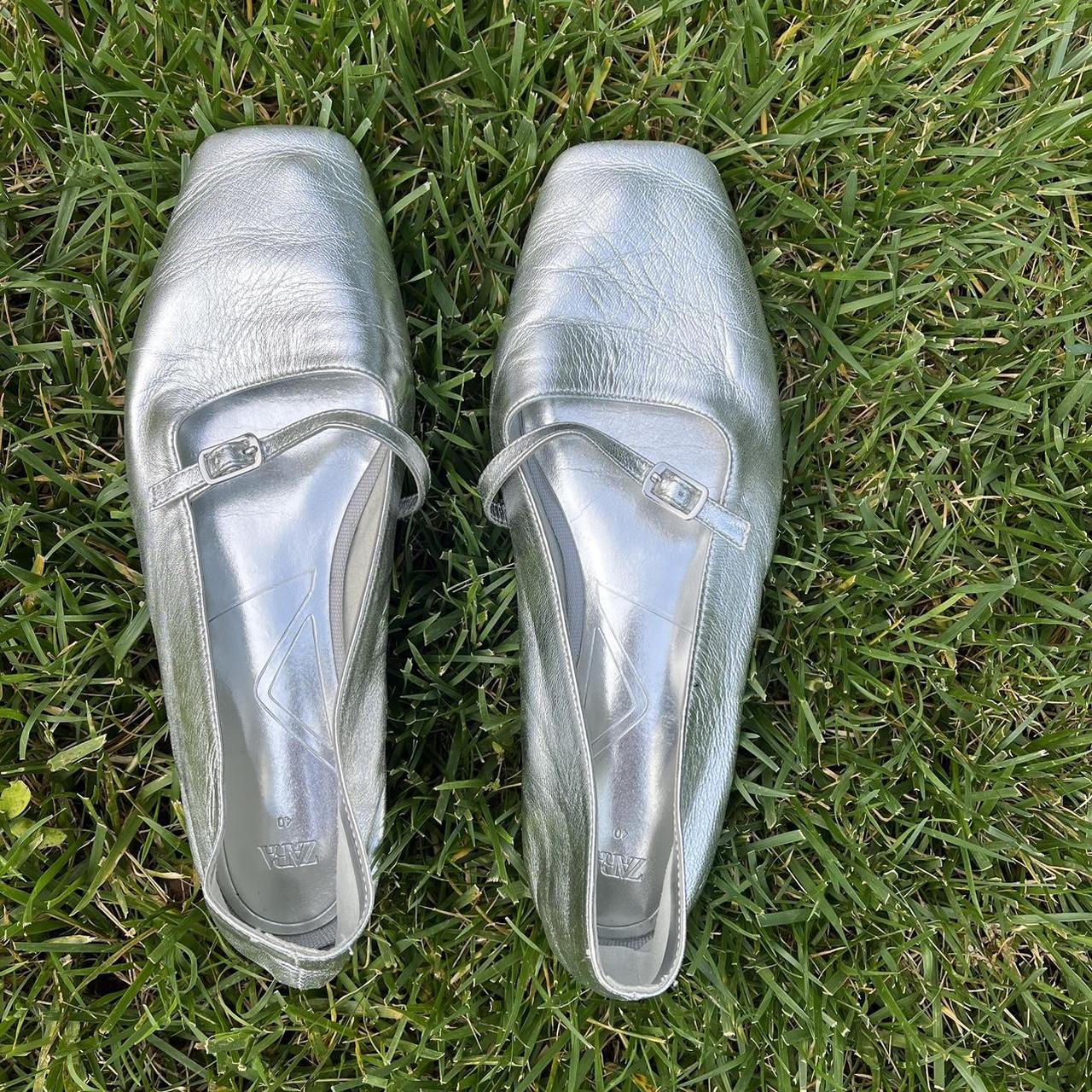 Silver Zara ballet flats 🩰 Size 40 EU 9 US women’s - Depop