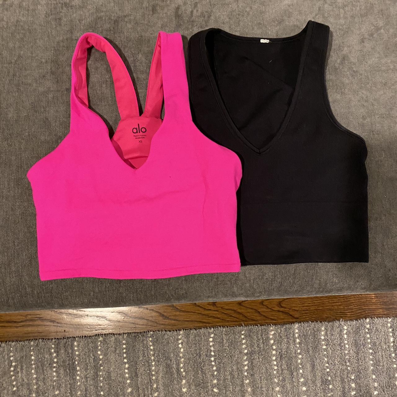 Alo Women's Pink and Black Vest | Depop