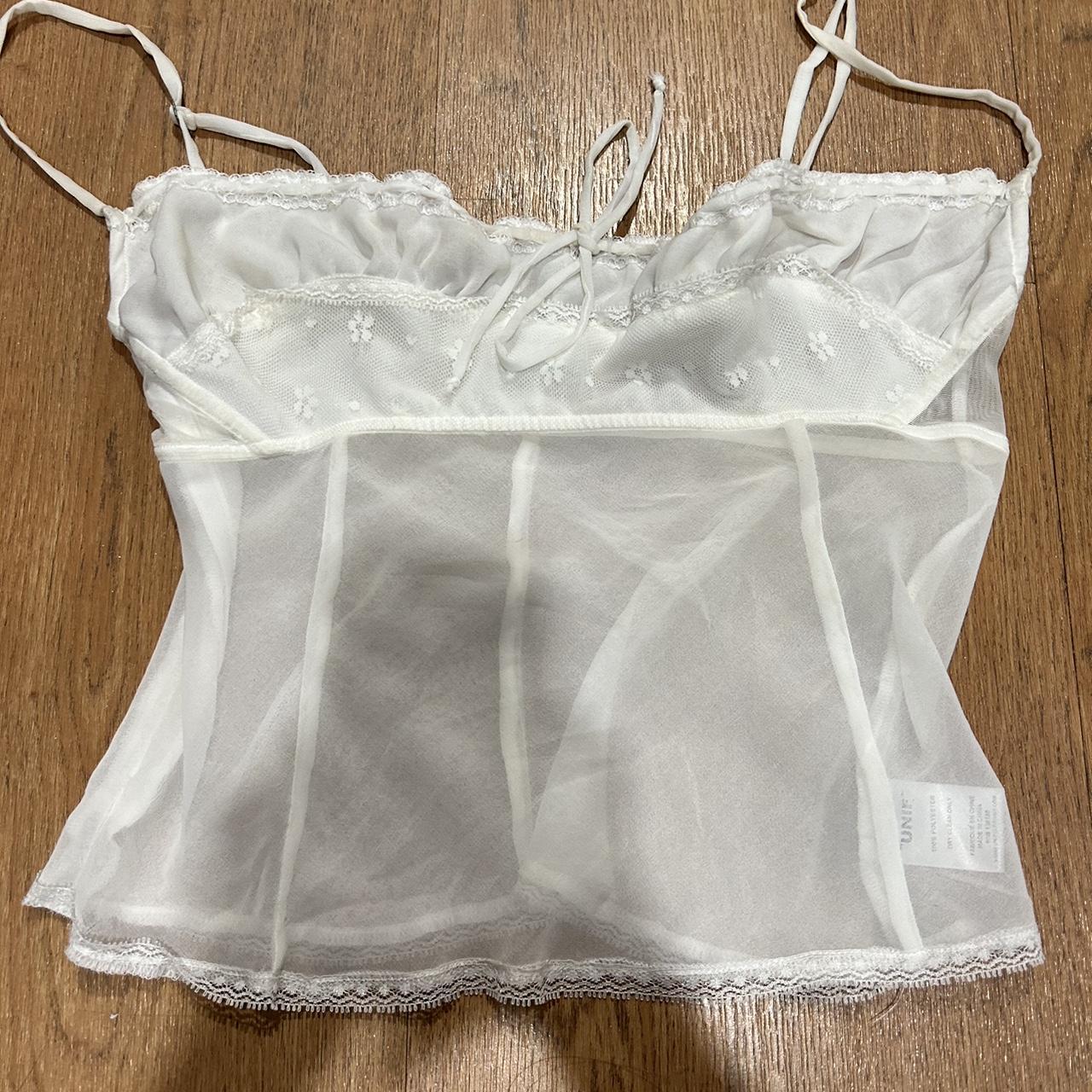 white unif angel top size medium worn once slight... - Depop