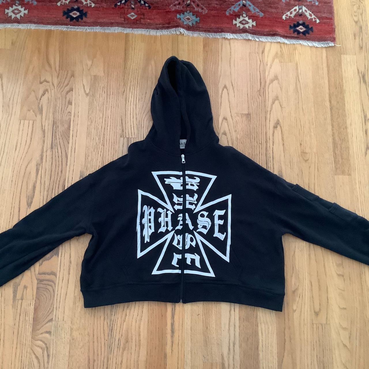 Phase Clothing ‘Cross Logo’ Cropped Zip Up Hoodie.... - Depop