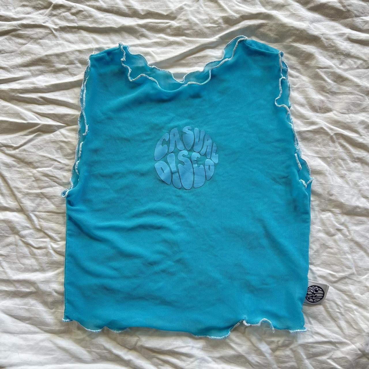 *repop* HANDMADE SHEER BLUE MESH CROP Handmade... - Depop