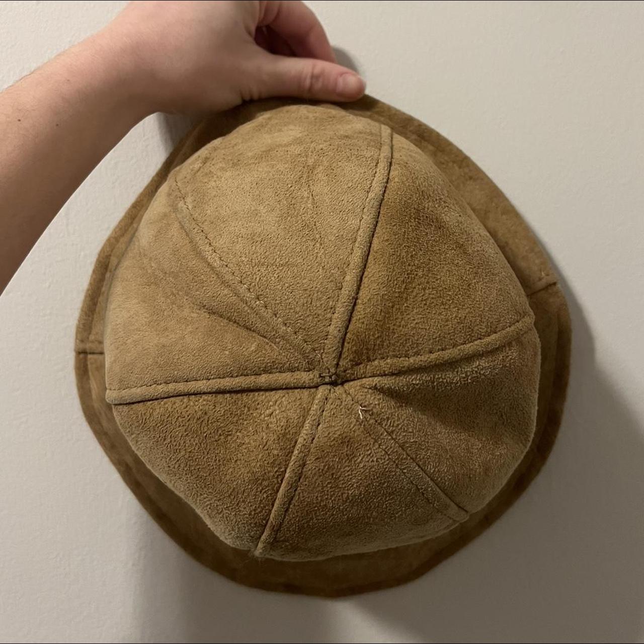 Vintage made suede bucket hat lined with fur, MADE... - Depop