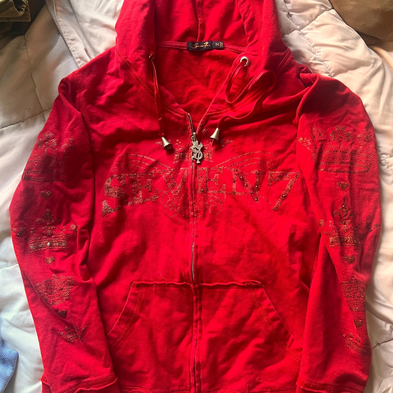Bedazzled red hoodie. It's less vibrant IRL, the... - Depop