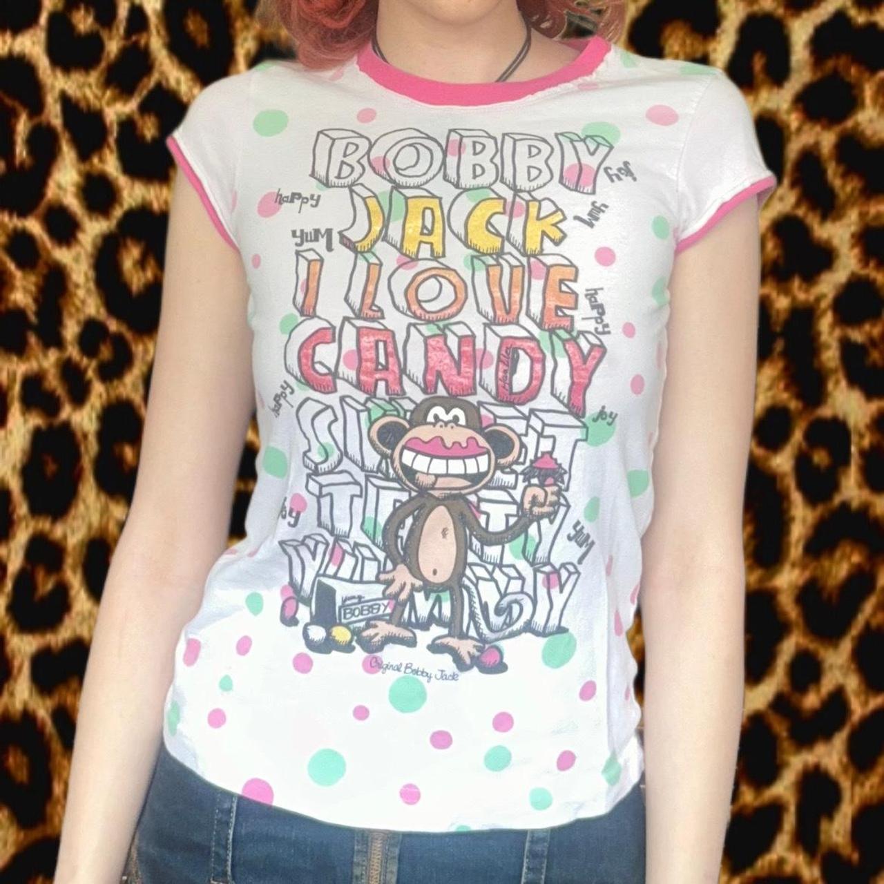 Y2K Bobby Jack graphic tee with Cutie monkey design... | Depop