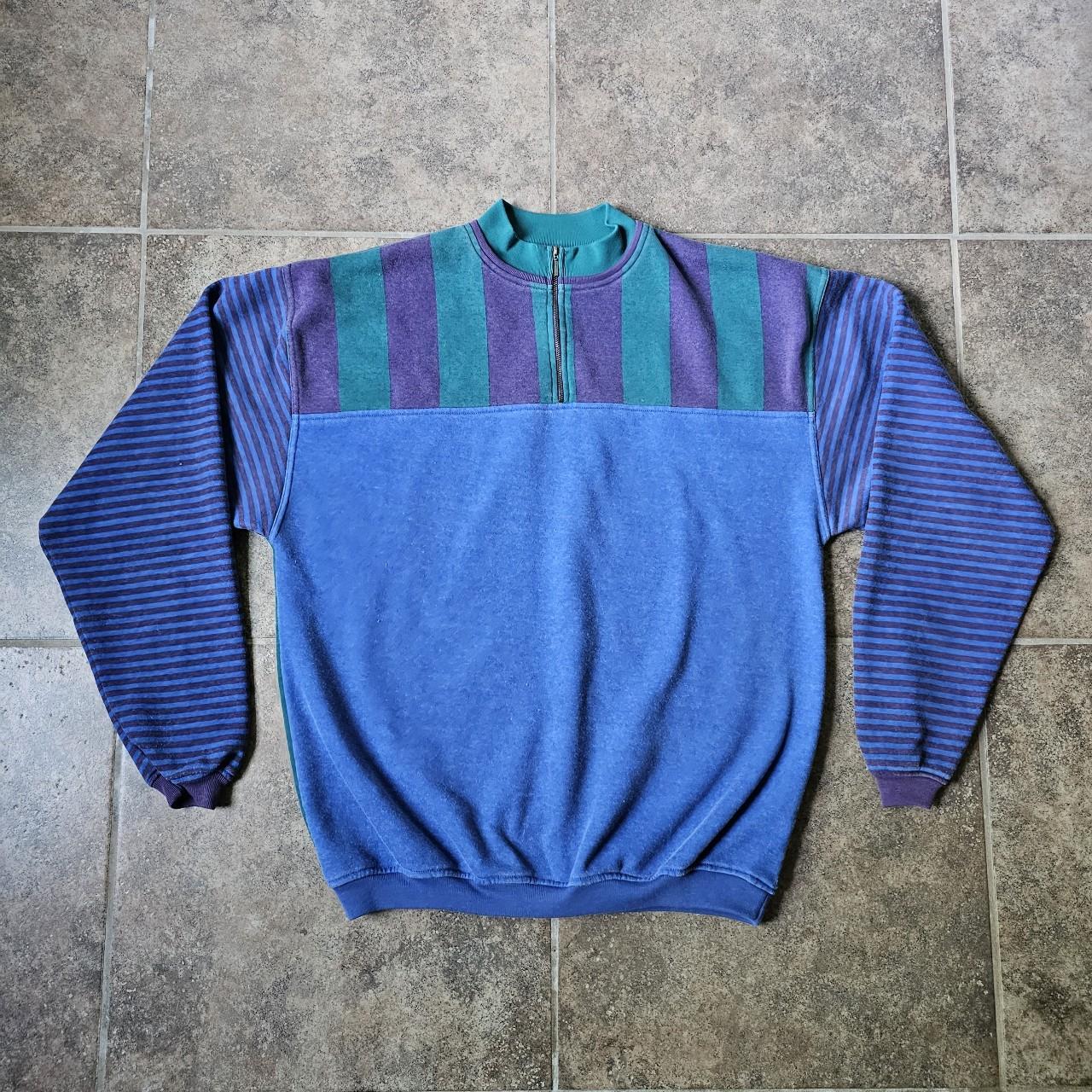 PB&CO Men's Vintage 80's Stripe Color Block... - Depop