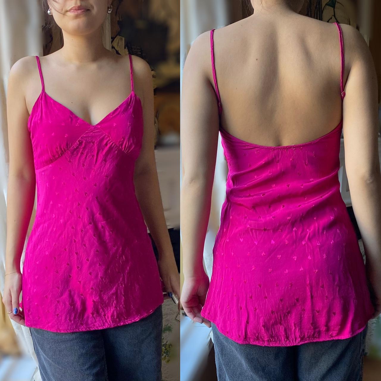 Super cute y2k hot pink cami tank with a mini heart... | Depop