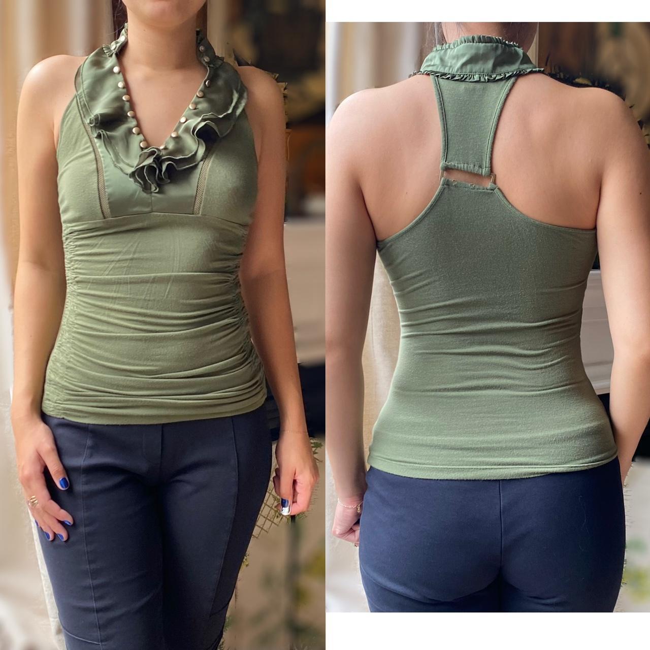 Cute y2k olive green racer back tank I adore the... - Depop