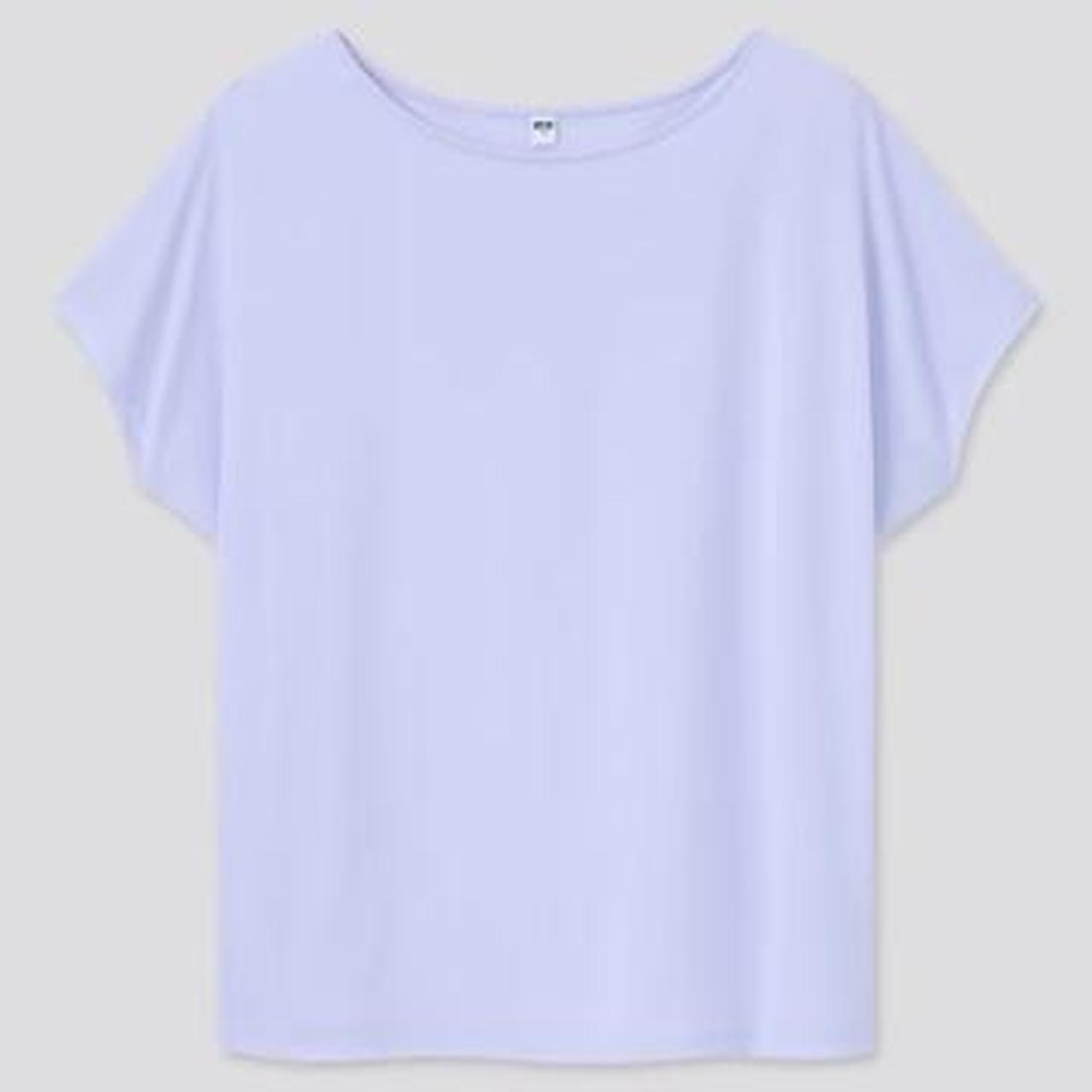 Uniqlo Drape Crew Neck Short-Sleeve T-Shirt in light... - Depop