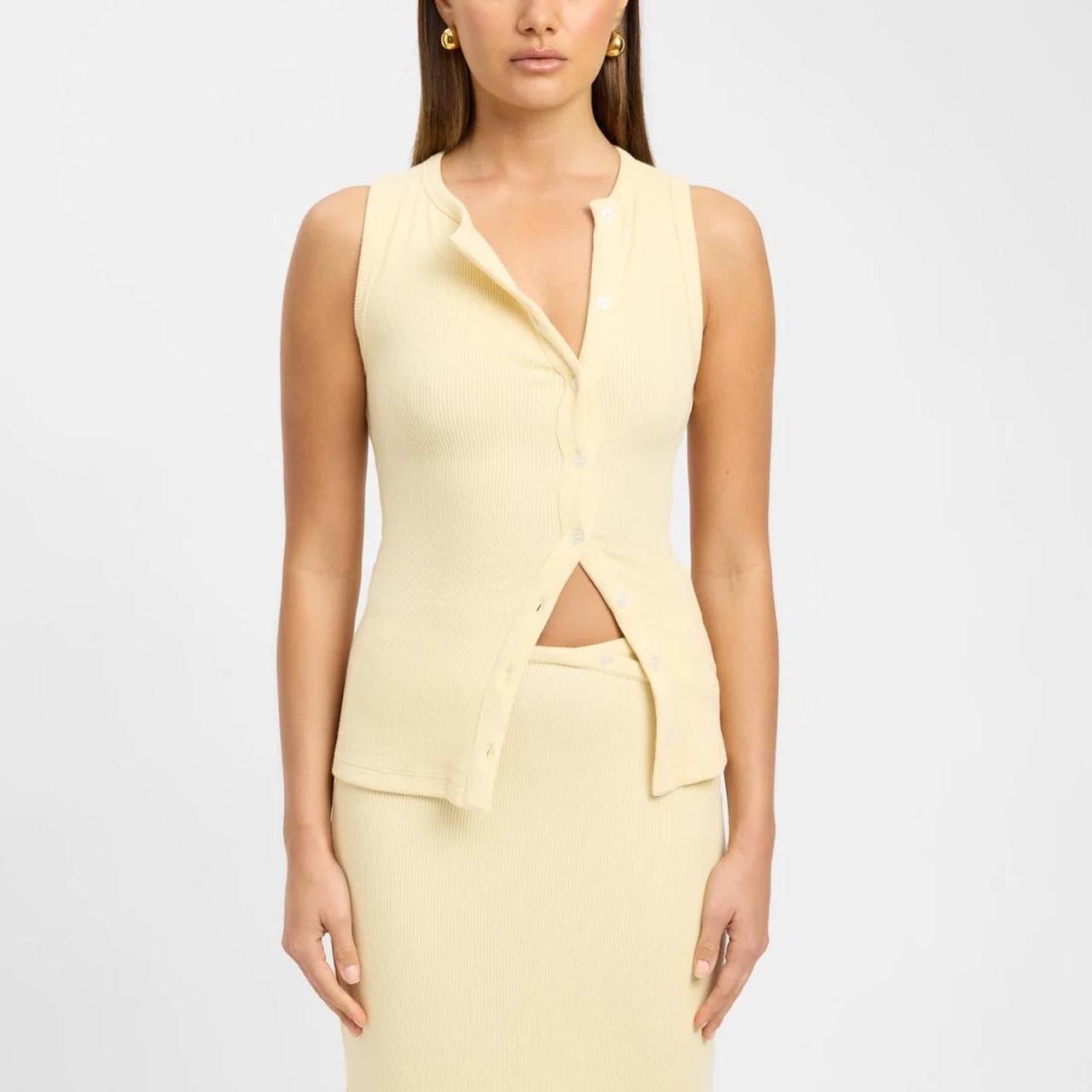 Kookai Bec Button Tank in Butter Size 36 - Depop