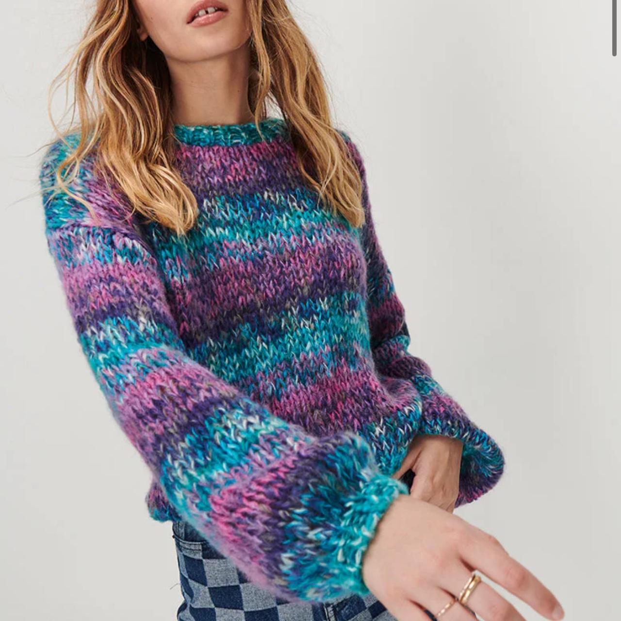 Ghanda knit jumper blue and purple gradient style... - Depop