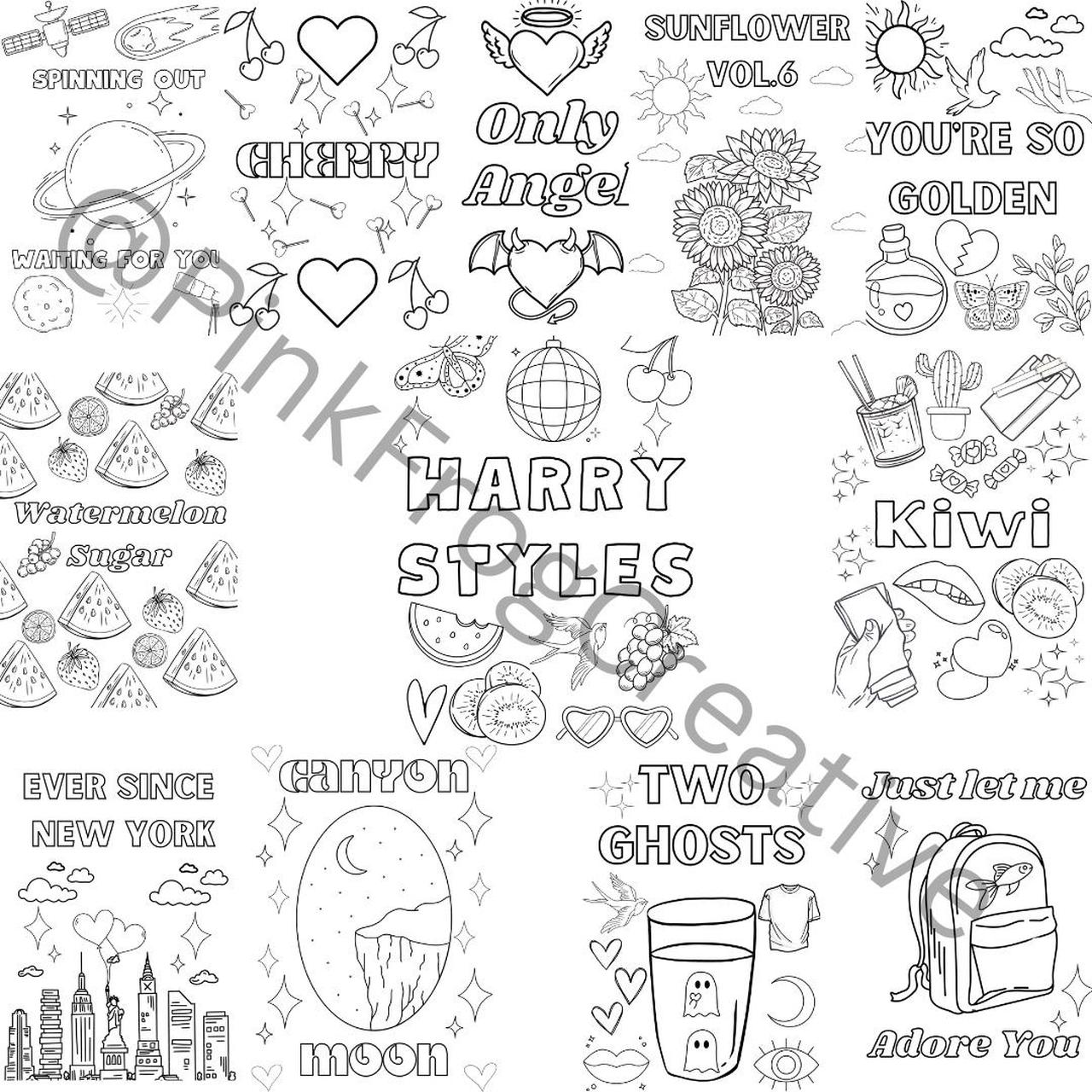 DIGITAL DOWNLOAD!! Harry Styles colouring pages... - Depop