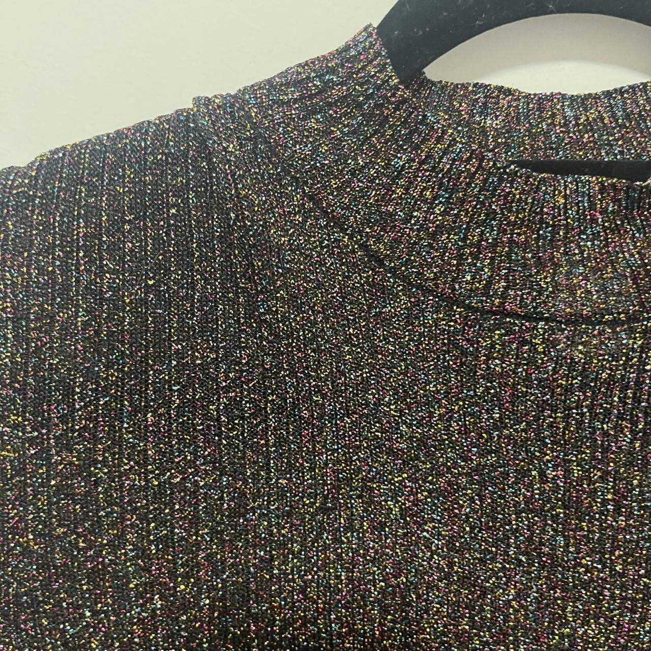 Black mesh skivvy with rainbow glitter thread. Long... - Depop