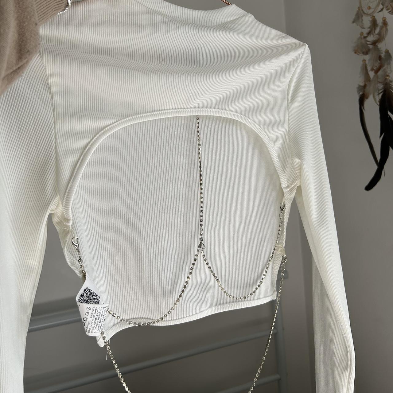 SHEIN Backless Chain Detail Crop Top - Depop