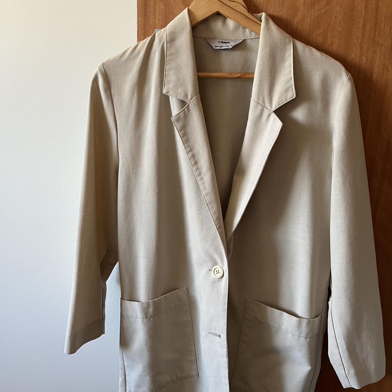 Thrifted vintage target linen oatmeal blazer Size... | Depop