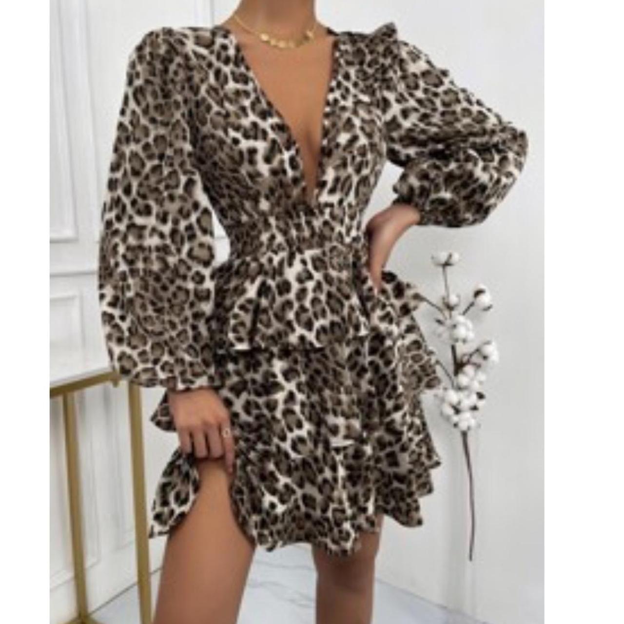 Shein Leopard Print Dress Brand New Never Worn Depop