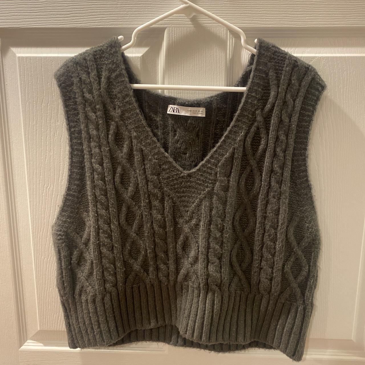 Zara Medium Grey Sweater Vest - Depop