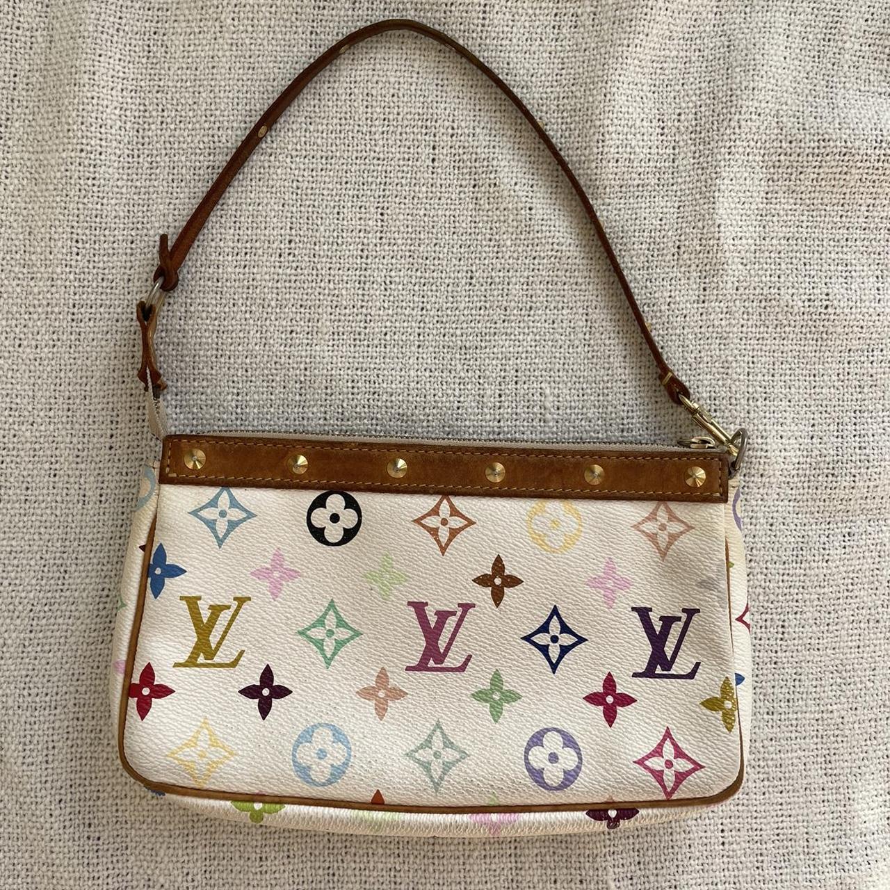 Louis Vuitton vintage White Multicolored Pleaty mini... - Depop