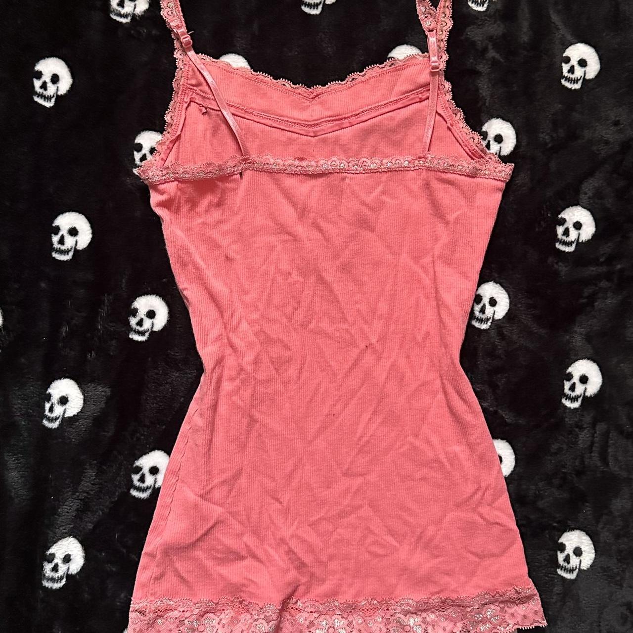 Vintage justice! Pink lace long tank top. -Built in... - Depop