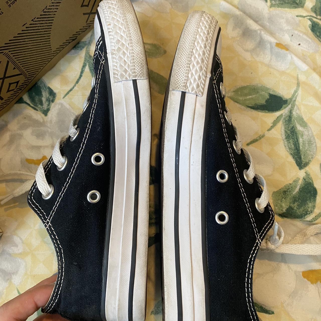 Unisex Black low cut converse, size 4, women’s 6 and... - Depop