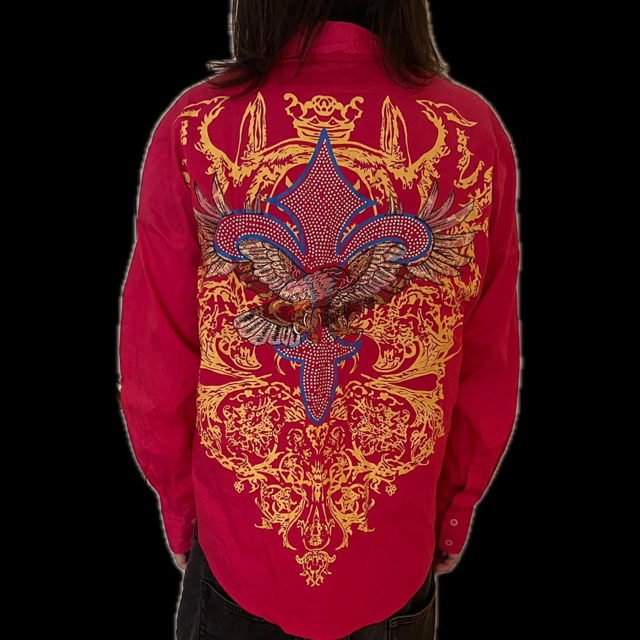 Red Affliction Style Button up Really cool detailing... - Depop