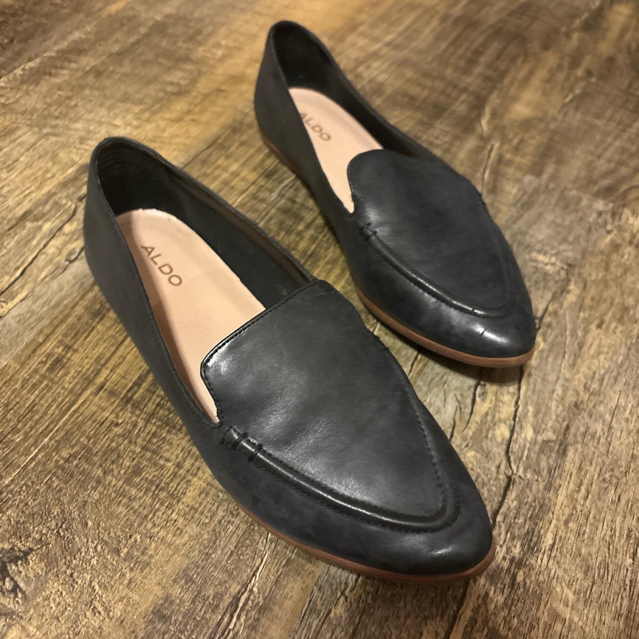 ALDO Pointed Toe Black Leather Loafer. Very classic... - Depop
