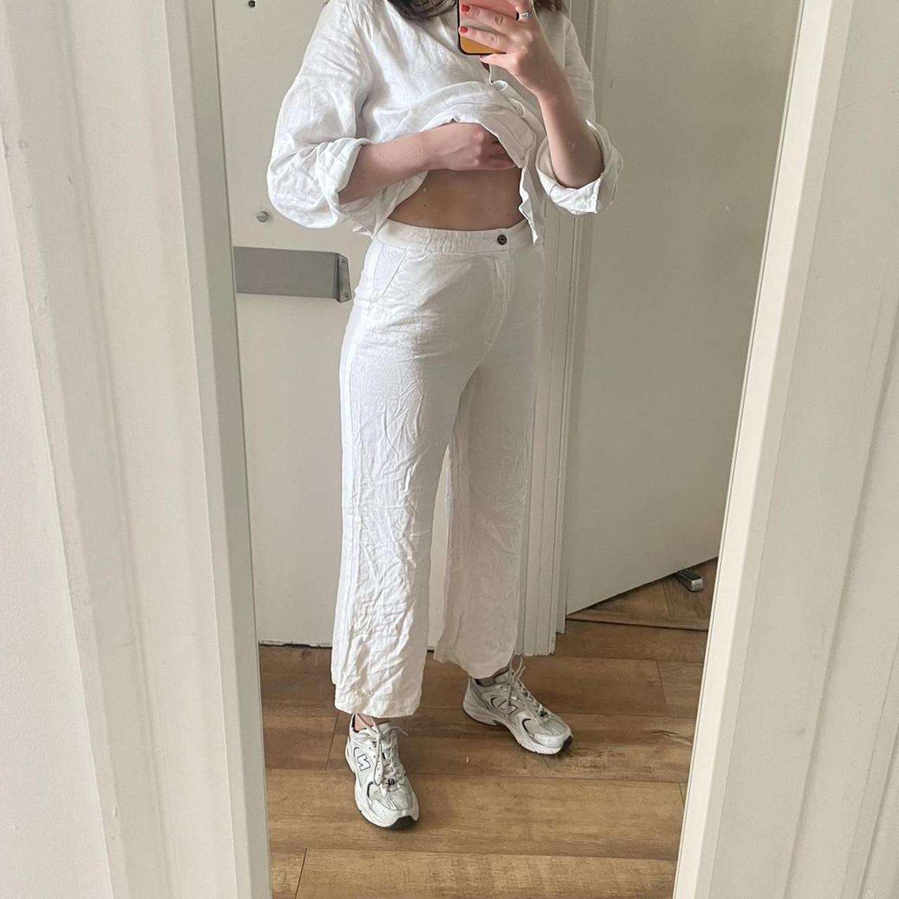 Gorgeous one of a kind white linen trousers made to... - Depop