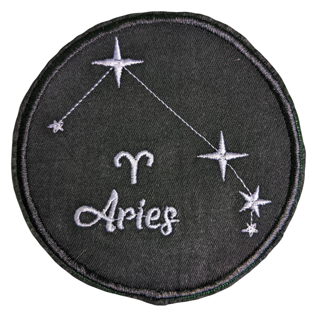 Aries Star Sign Recycled Denim Patch: Embroidered... - Depop