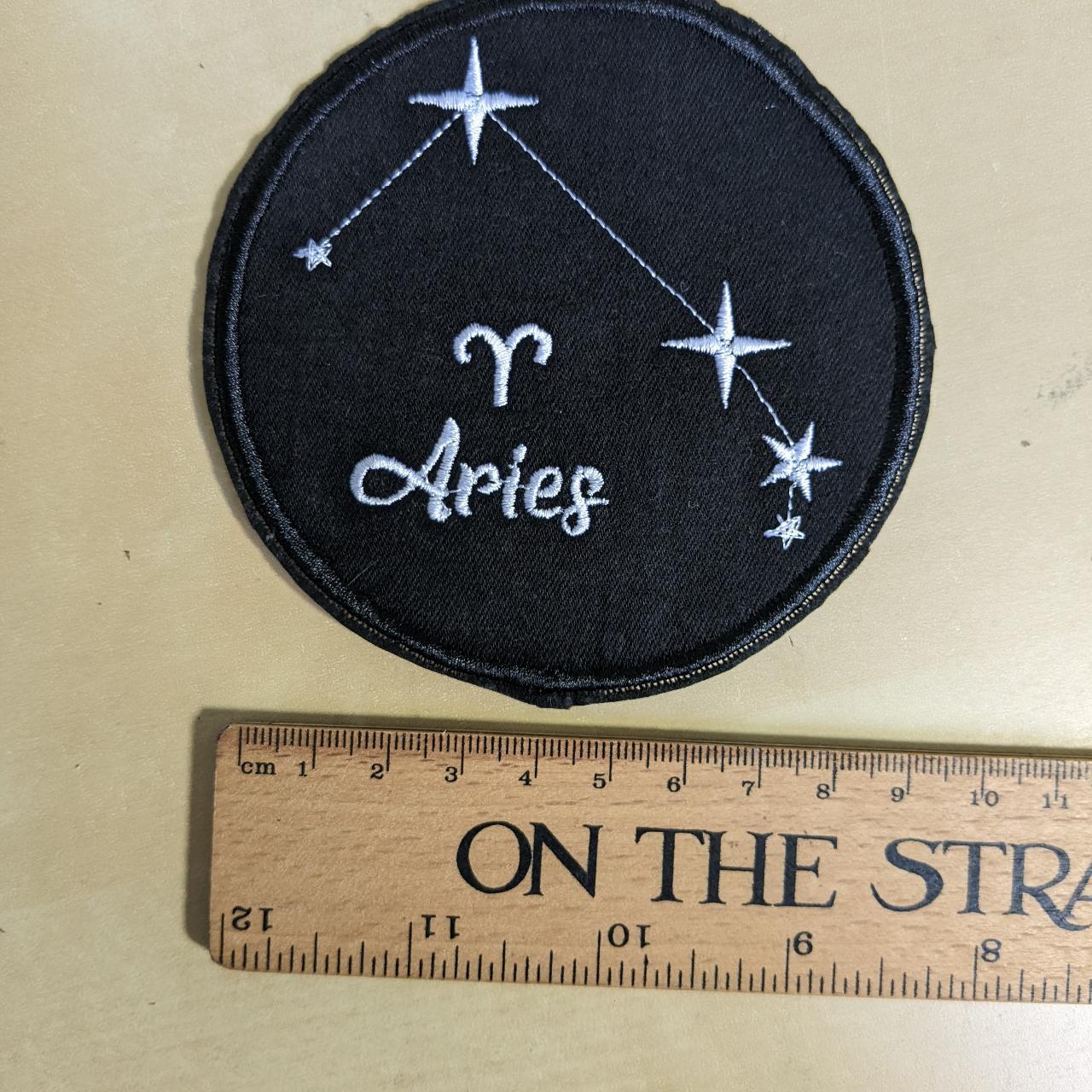 Aries Star Sign Recycled Denim Patch: Embroidered... - Depop