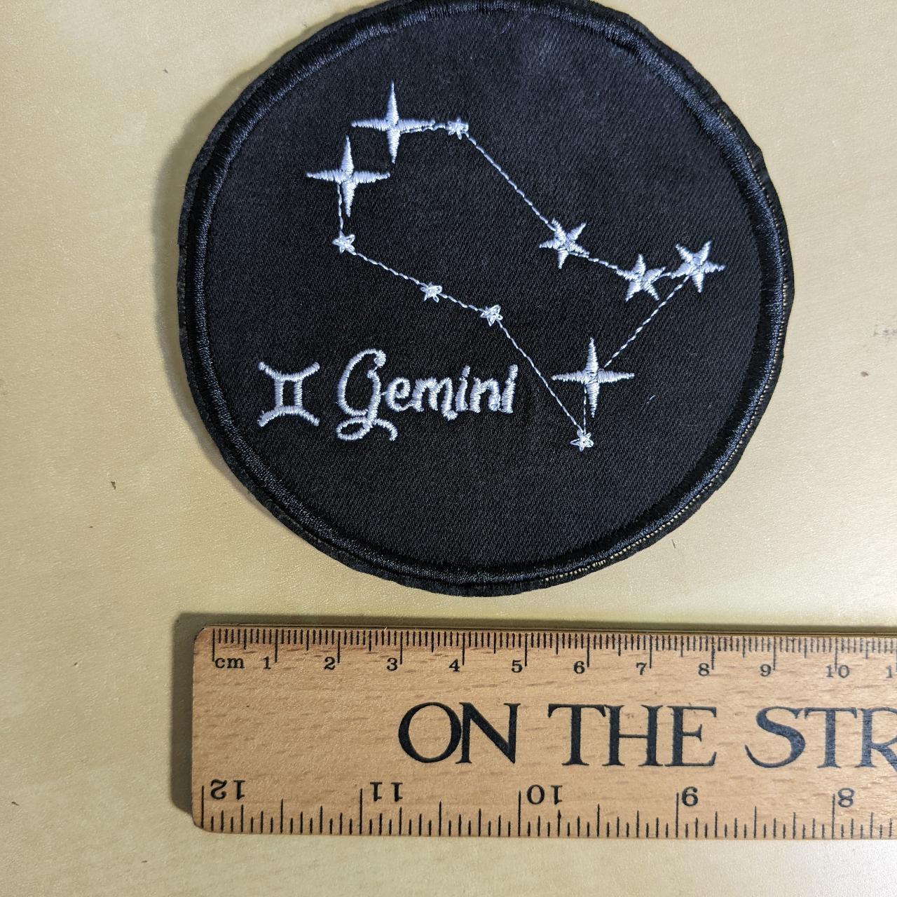 Gemini Star Sign Recycled Denim Patch: Embroidered... - Depop