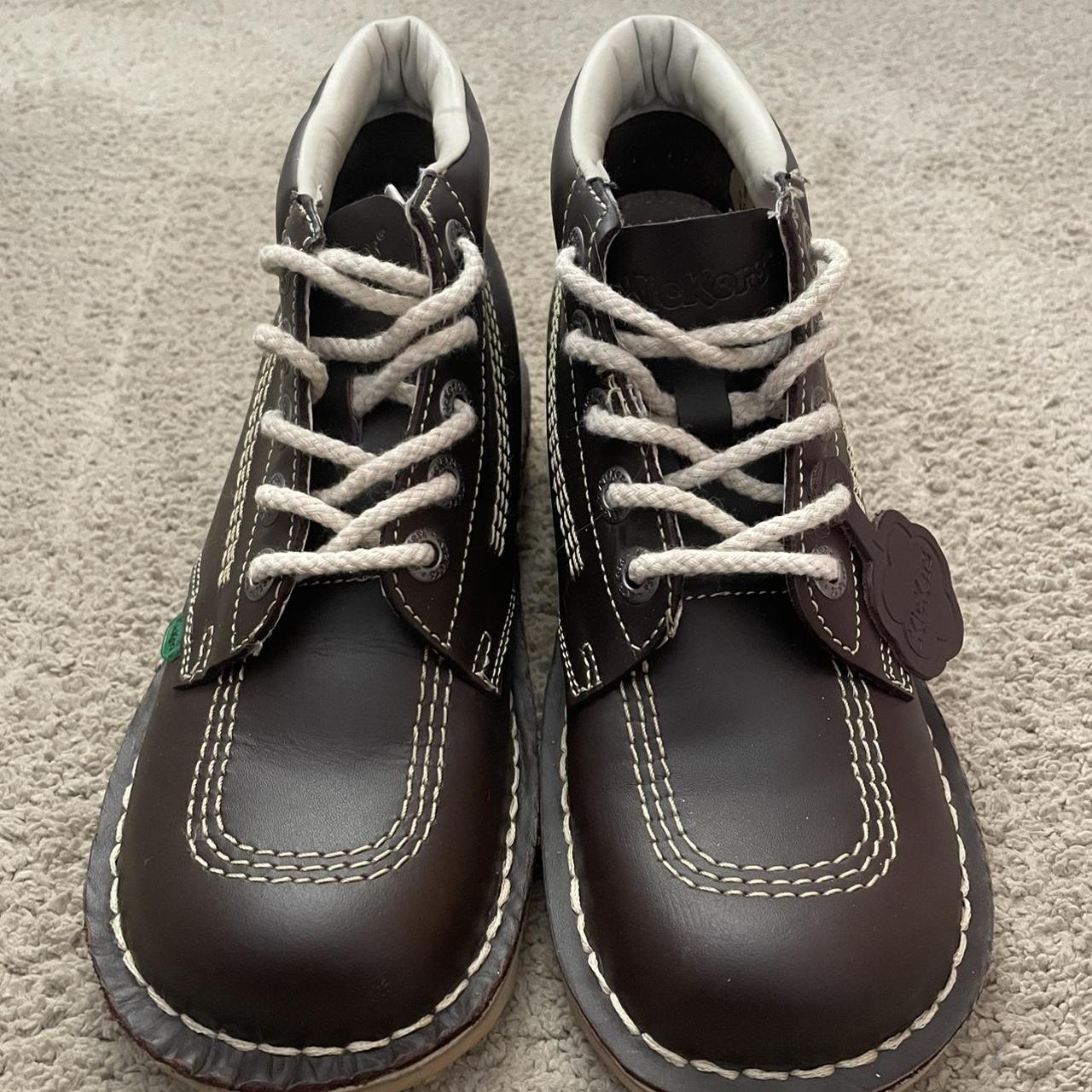 Brown size 5 kickers, worn only a handful of times... - Depop