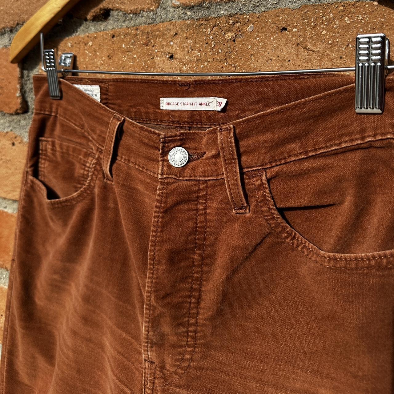 Levi’s Premium Ribcage Rust colored velvet pants in... | Depop