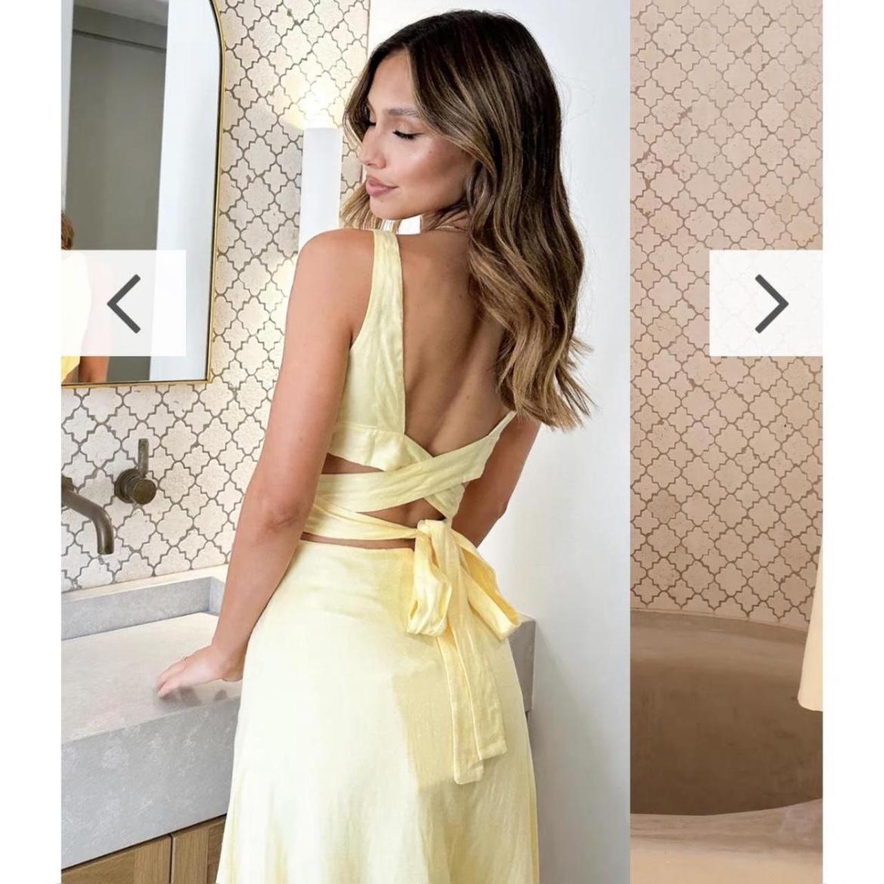 Billy J yellow dress with tie back x Worn once... - Depop