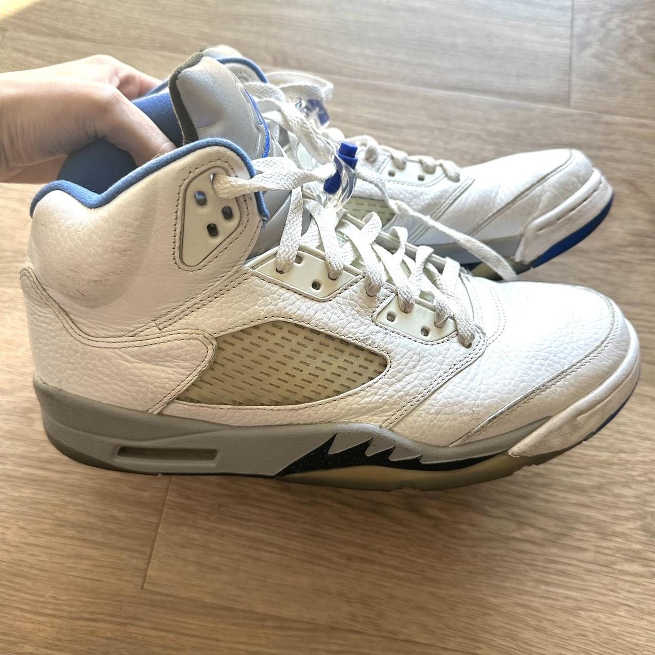 White and Blue Jordan 5’s Size Mens 10 Obvious... - Depop