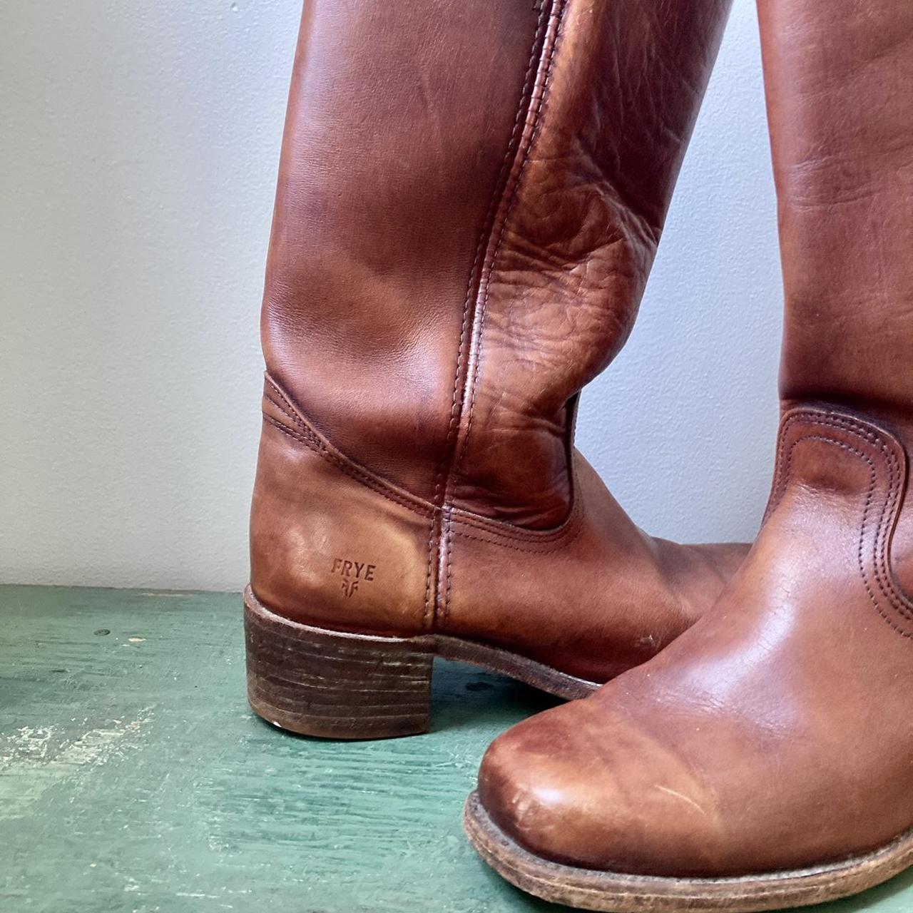 FRYE CAMPUS BOOTS 14L Saddle Cognac w square toe... - Depop